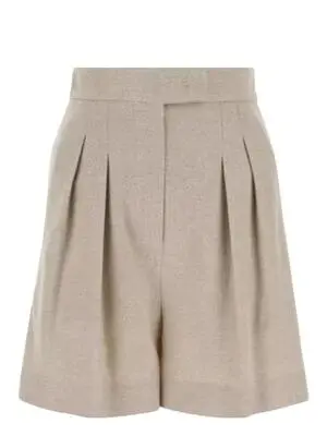Max Mara Max Mara Pleated Straight Fit Shorts Nude