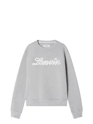 LANVIN Crewneck Long-sleeved Sweatshirt With Ribbed Details - Gray