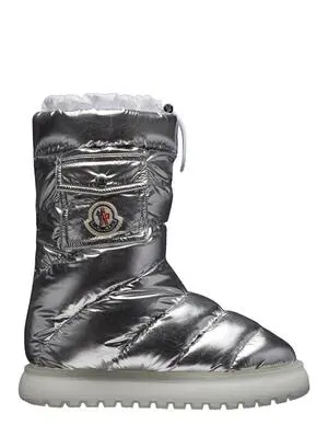 Moncler Padded Logo Patch Boots - Silver