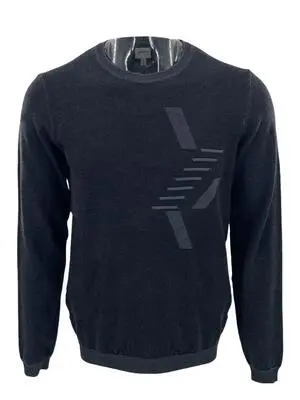 Emporio Armani Round Neck Long Sleeve Sweater - Black