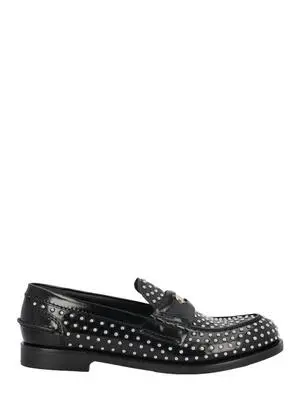 Miu Miu Miu Miu Round Toe Penny Loafers With Rivet Detailing Black