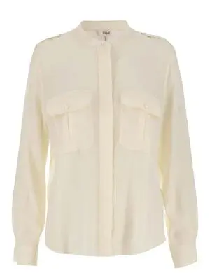 Chloé Long-sleeved Shirt With Pocket Detail - Nude
