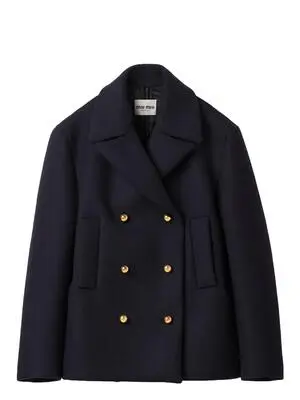 Miu Miu Double-breasted Peacoat Jacket - Blue