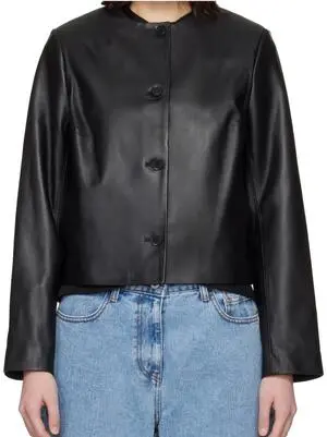 Loulou De Saison Leather Button Jacket - Black