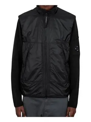 C.P. COMPANY Zip-up Logo Detail Gilet - Black