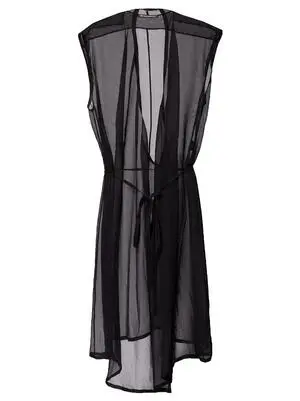 ANN DEMEULEMEESTER Sleeveless Sheer Paneled Drawstring Dress - Black
