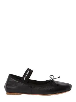 Miu Miu Logo Detail Ballerina Flats - Black