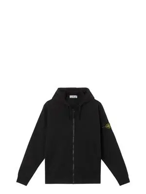 Stone Island Zip-up Drawstring Hoodie - Black