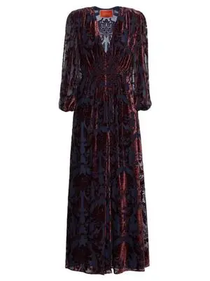 La DoubleJ Long Camerino Devoré Velvet Dress - Black