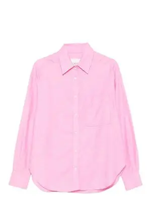 Closed Long-sleeved Shirt With Chest Pocket - Pink