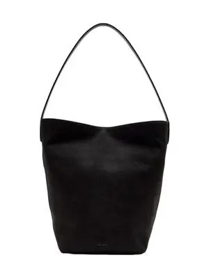 THE ROW Leather-handle Cotton Tote Bag - Black