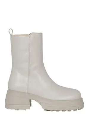 TOD'S Leather Zip-up Mid Calf Boots - White