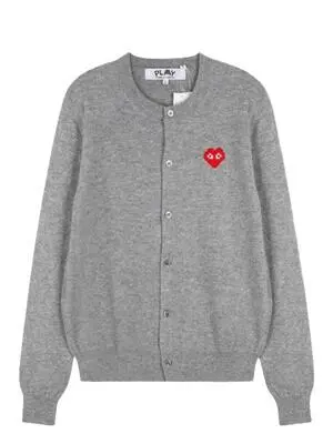 Play Comme Des Garcon Logo Cardigan - Gray