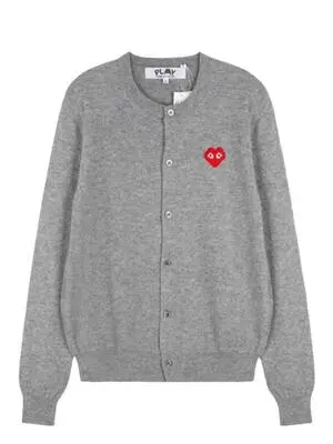 Play Comme Des Garcon Logo Cardigan - Gray