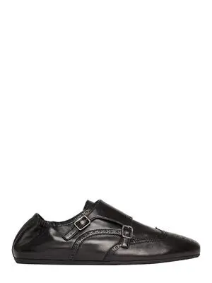 SCAROSSO Johnny Double Monk Strap Shoes With Brogue Detailing - Black