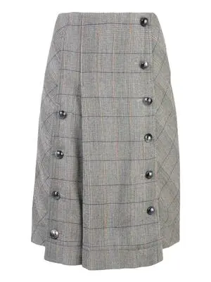 Chloé Checked Pleated Skirt - Gray