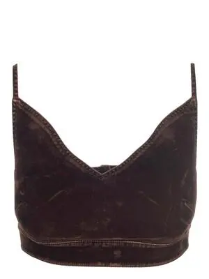 Loewe Strappy Velvet Cropped Top - Brown