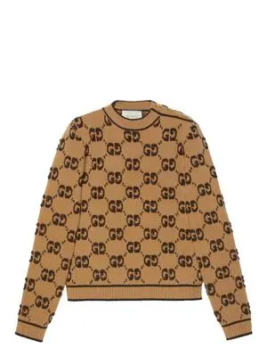 Gucci Gg Bouclé Jacquard Jumper - Brown