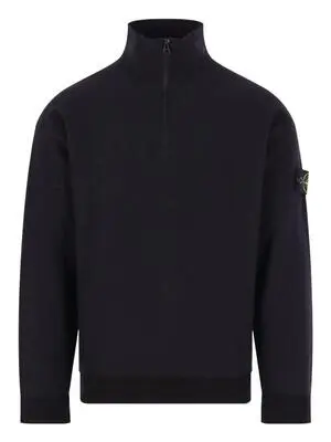 Stone Island Logo Patch Half-zip Jumper - Black