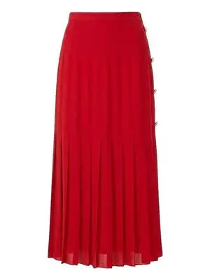 VALENTINO Valentino Georgette Midi Skirt With Jewelry Buttons