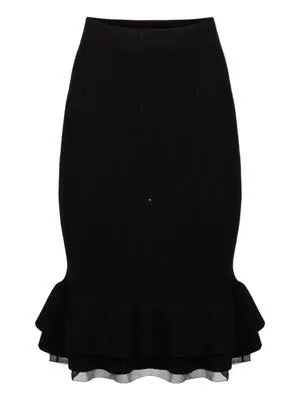 Nina Ricci Ruffled Knit Midi Skirt - Black