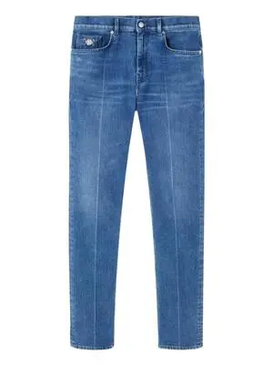 Versace Slim-cut Logo Patch Denim Jeans - Blue