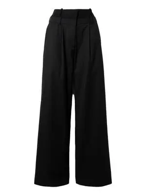 16Arlington Layered Pleated Wide-leg Pants - Black