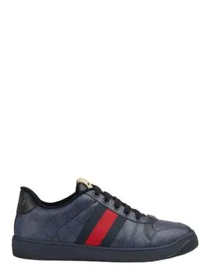 Gucci Gucci Screener Low-Top Sneakers With Web Stripe Detail Blue