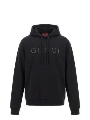 Gucci Logo Embellished Hoodie - Black