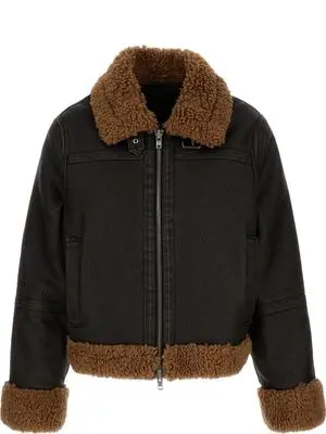 STAND STUDIO Shearling Trimmed Zip-up Jacket - Black