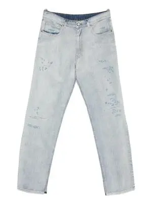 MAISON MARGIELA Distressed Logo Patch Jeans - Gray