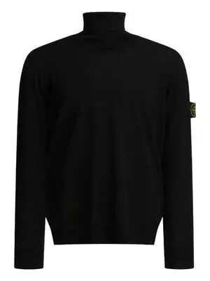 Stone Island Turtleneck Sweater With Ribbed Cuffs And Hem - Black
