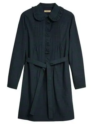 Burberry Plaid Long Sleeve Dress With Logo Detail - Black