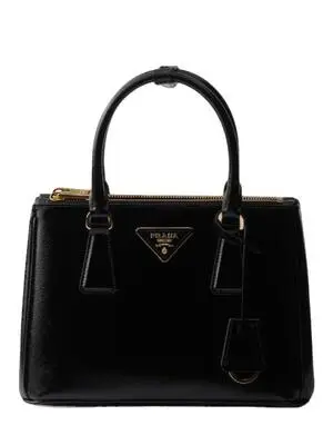 Prada Galleria Small Patent Saffiano Leather Bag - Black