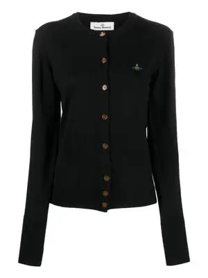 VIVIENNE WESTWOOD Orb Embroidered Buttoned Cardigan - Black