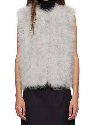YVES SALOMON Yves Salomon Cropped Feather Vest Green