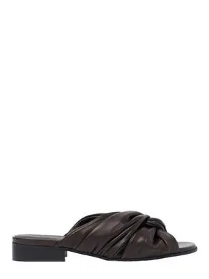SCAROSSO Bebe Sandals With Pleated Detail - Dark Brown