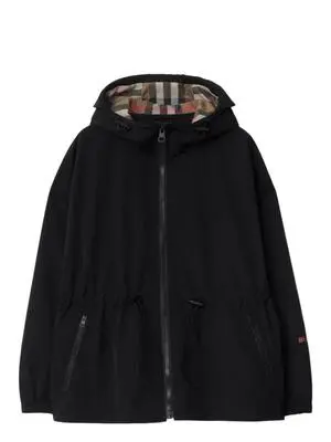 Burberry Lightweight Zip-up Jacket With Drawstring Hood And Waist - Black