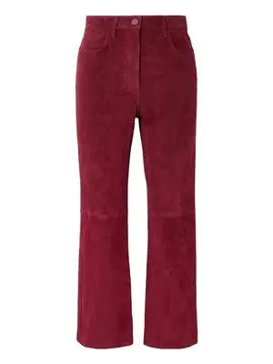 JOSEPH Duke Cropped Suede Straight-leg Pants - Red