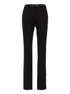16Arlington Slim-cut Belted Trousers - Black