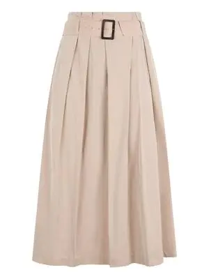 Peserico Pleated High-waist Maxi Skirt - Sand
