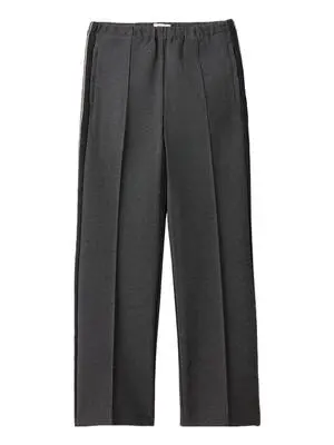 Miu Miu Straight Leg Knit Pants With Embroidered Logo - Anthracite Gray