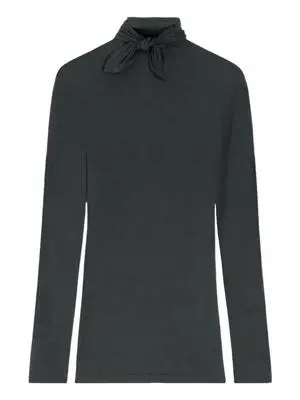 LEMAIRE Long Sleeve Top With Integrated Scarf - Coal
