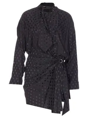 ISABEL MARANT ÉTOILE Isabel Marant Polka Dot Gathered Long Sleeve Dress