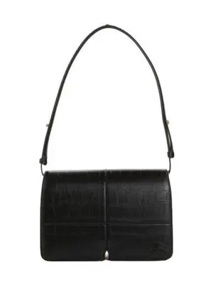 Burberry Embossed Foldover Shoulder Bag - Black