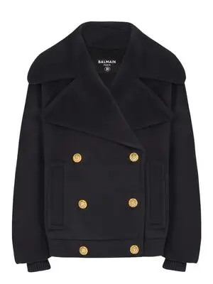Balmain Double-breasted Jacket With Button Details - Black