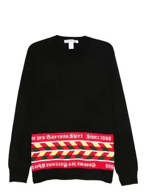 Comme Des Garçons Geometric Pattern Crew Neck Sweater - Black