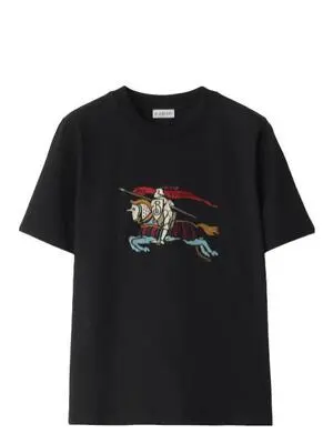 Burberry Embroidered Cotton T-shirt - Black
