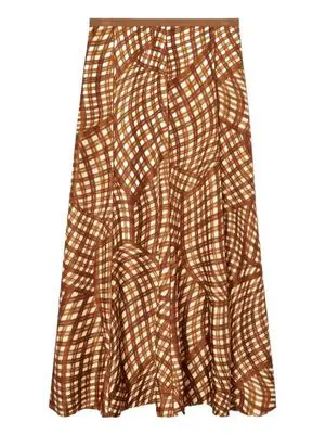 TORY BURCH Tory Burch Abstract Print Pleated Silk Skirt