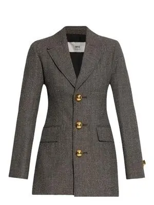Ami Single-breasted Fitted Jacket - Grey